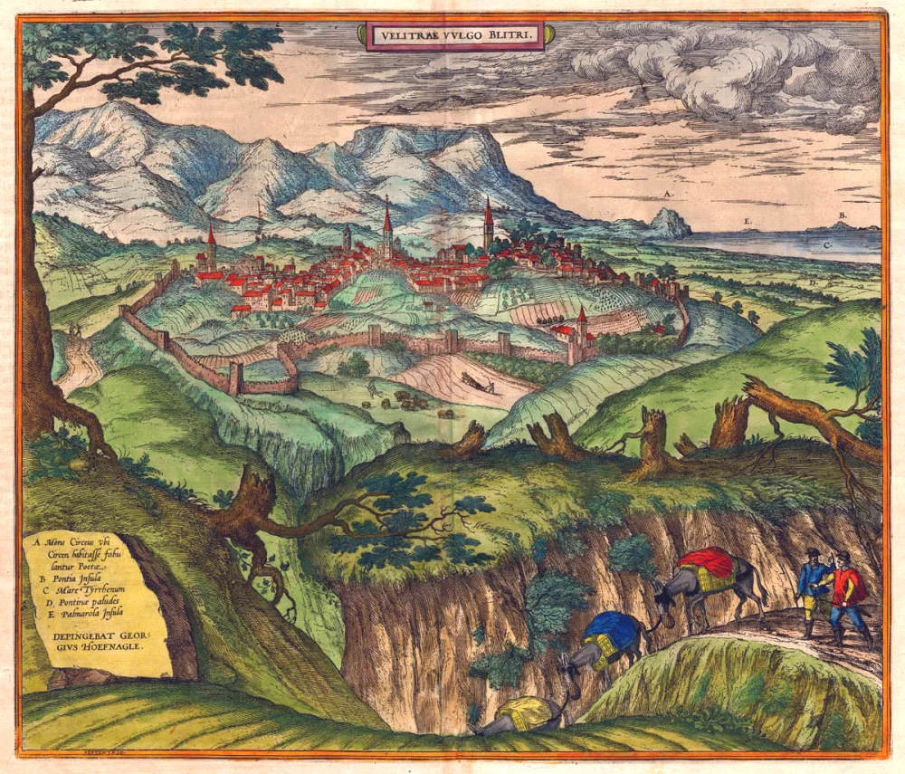 Antique map of Velletri by Braun & Hogenberg | Sanderus Antique Maps ...