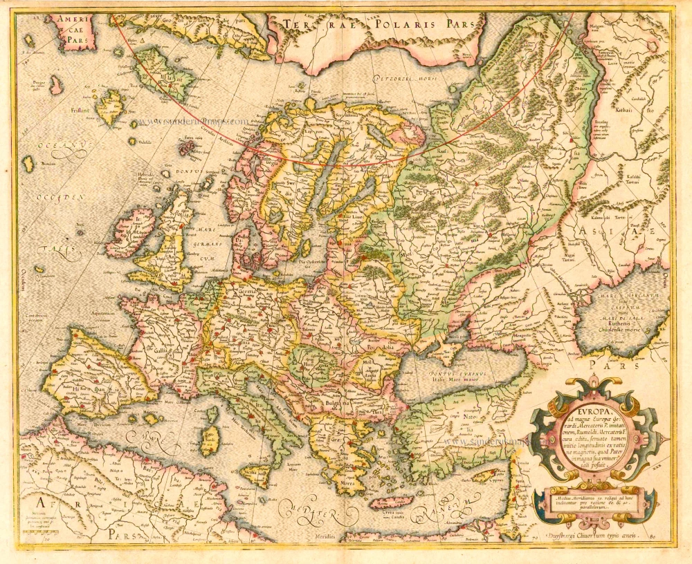 Old, antique map of Europe by G. Mercator. | Sanderus Antique Maps ...