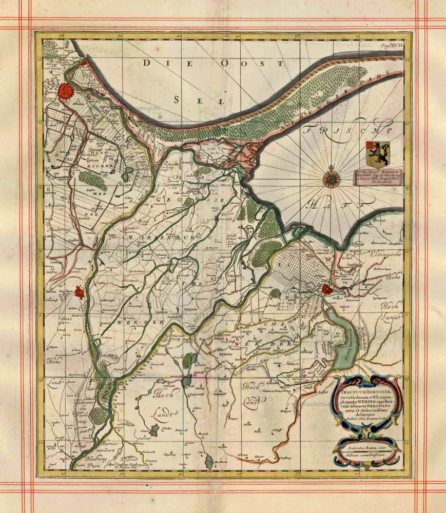 Old, antique map of Poland - Werder by Pitt Moses | Sanderus Antique ...