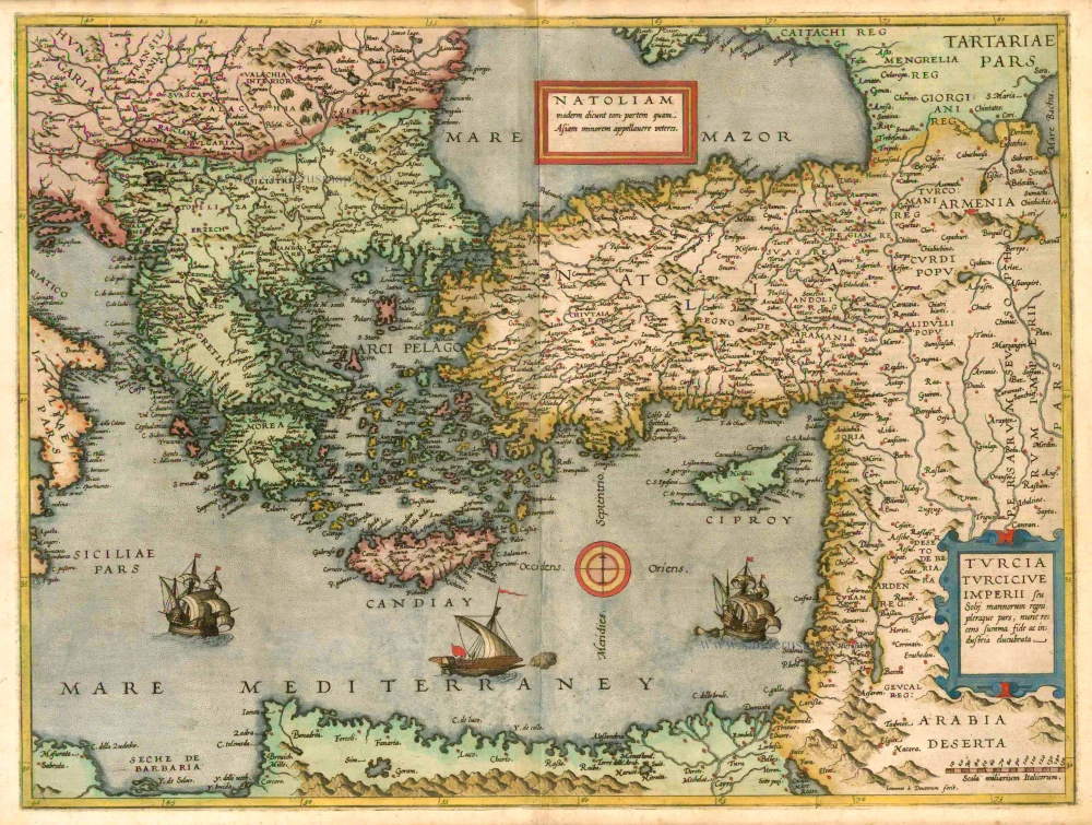 Old, antique map of the Turkish Empire by G. de Jode | Sanderus Antique ...