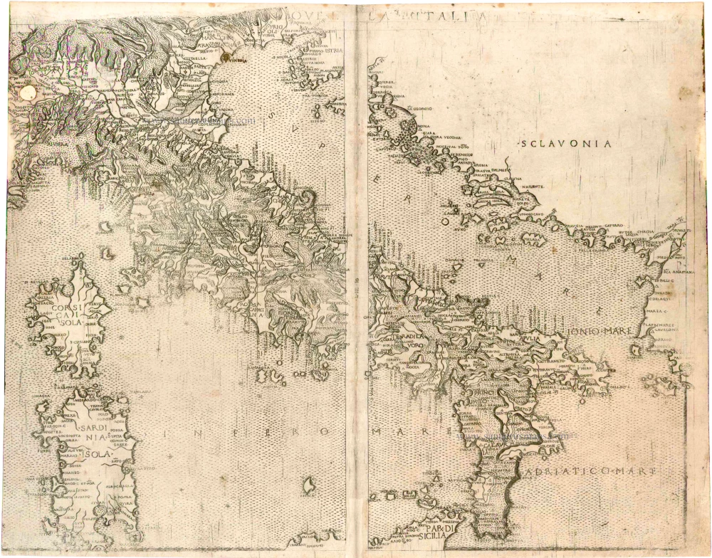 Old, antique map of Italy by Francesco Berlinghieri. | Sanderus Antique ...