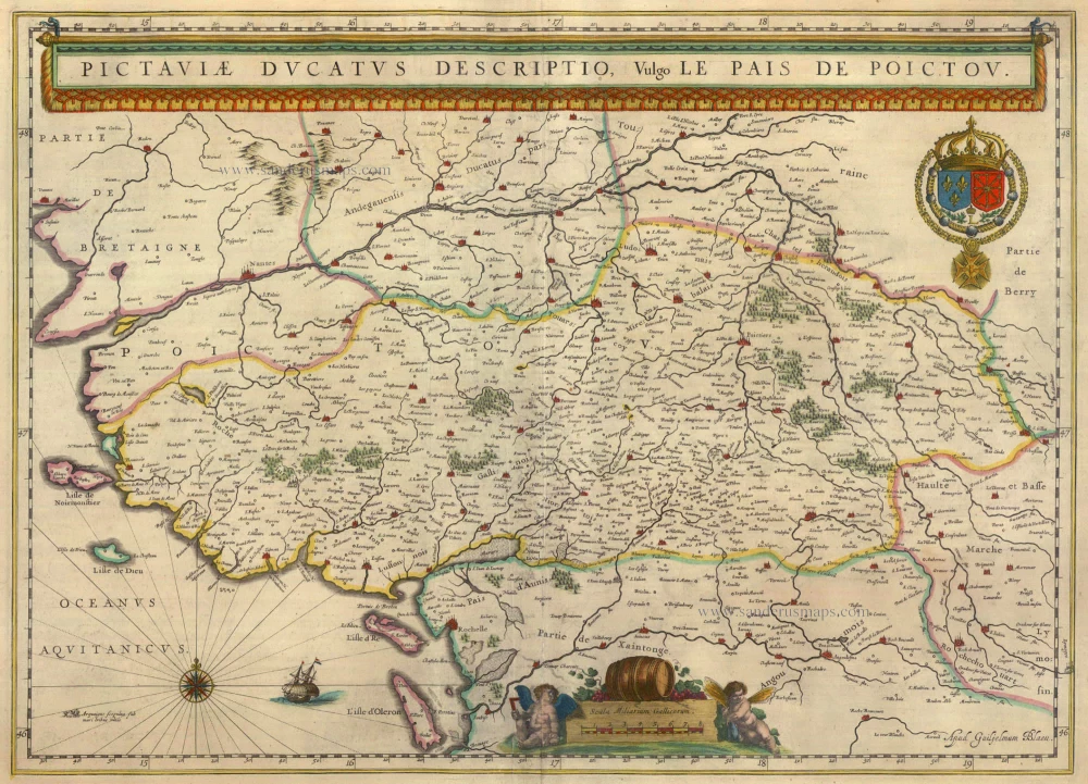 Antique map of Poitou by Blaeu W. & J. | Sanderus Antique Maps ...