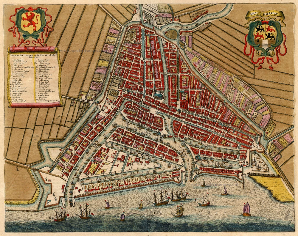 Antique map of Rotterdam by Janssonius J. | Sanderus Antique Maps ...