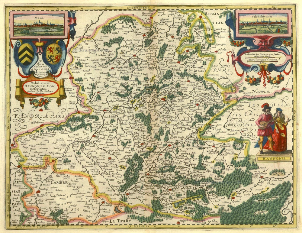 Antique map of Hainaut by Kaerius P. - Visscher C.J | Sanderus Antique Maps - Antique Map Webshop