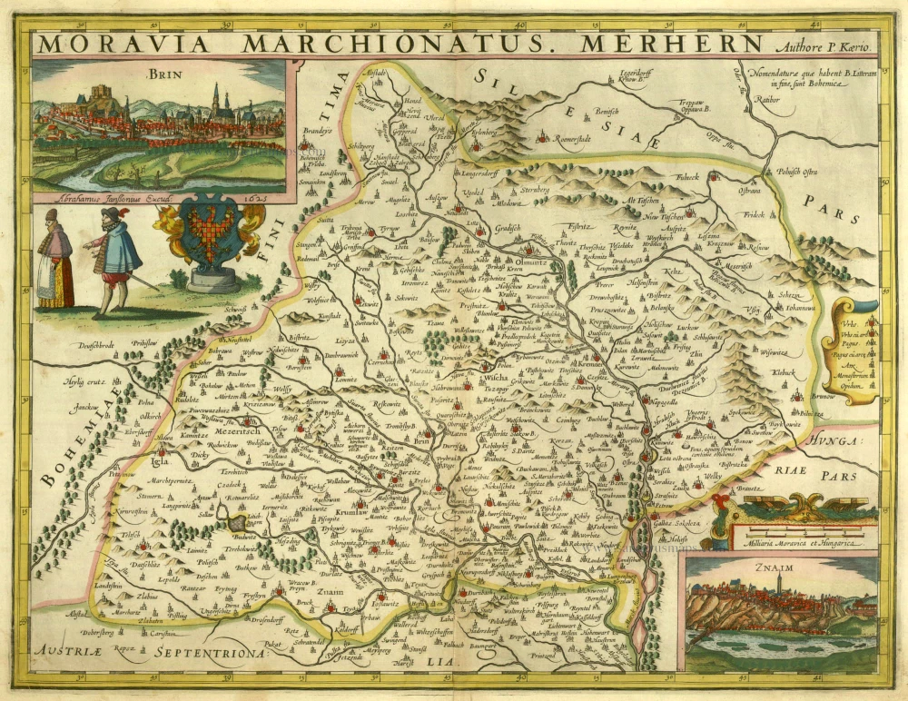 Antique map of Moravia by Kaerius P. | Sanderus Antique Maps - Antique ...