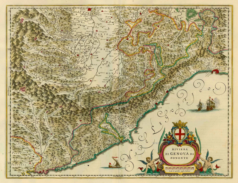 Antique map of Genua by J. Blaeu | Sanderus Antique Maps - Antique Map ...