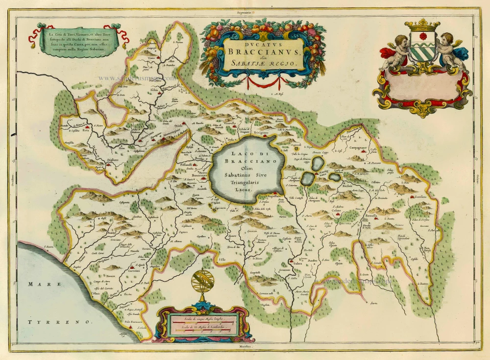 Antique map of Bracciano by J. Blaeu | Sanderus Antique Maps - Antique ...