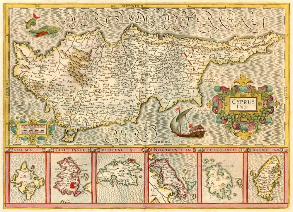 Antique map of Cyprus by G. Mercator and H. Hondius. | Sanderus Antique ...