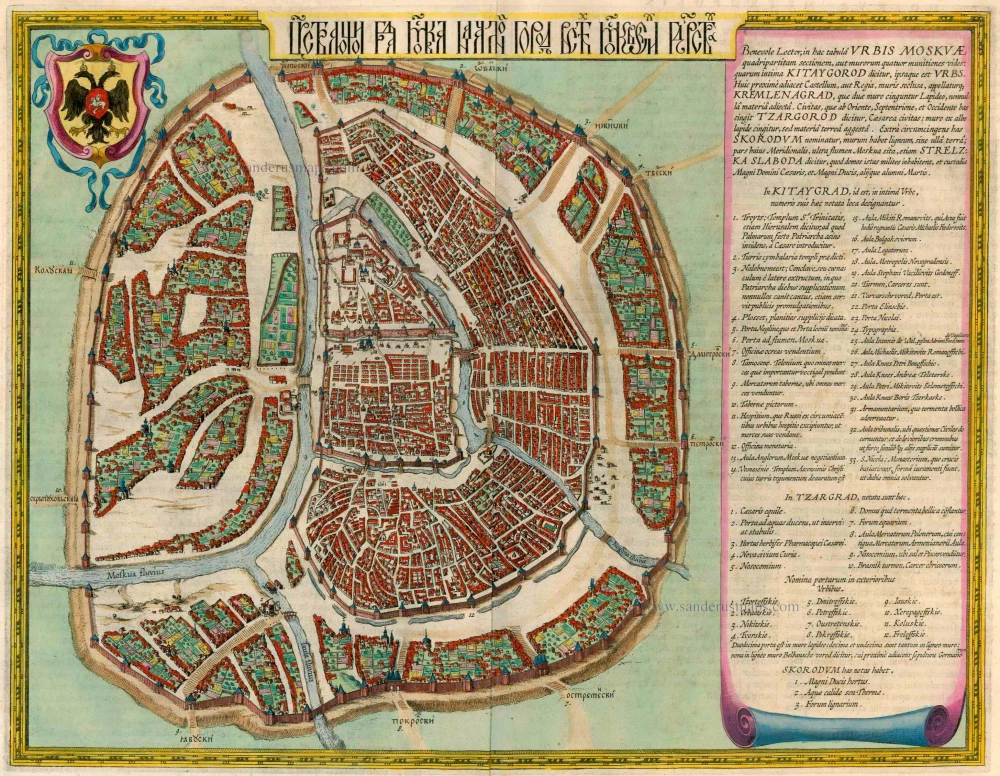 Antique map of Moskva - Moscow by Blaeu J. | Sanderus Antique Maps ...
