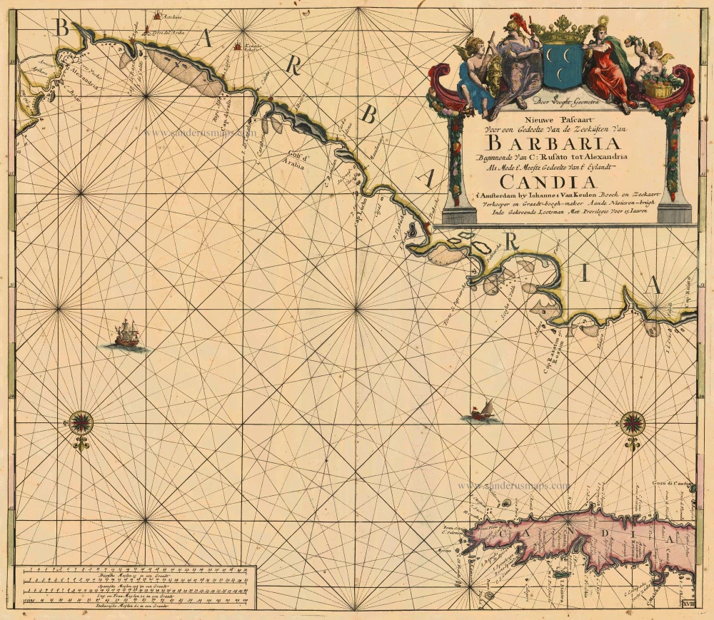 Antique map of Barbary by J. Van Keulen | Sanderus Antique Maps ...