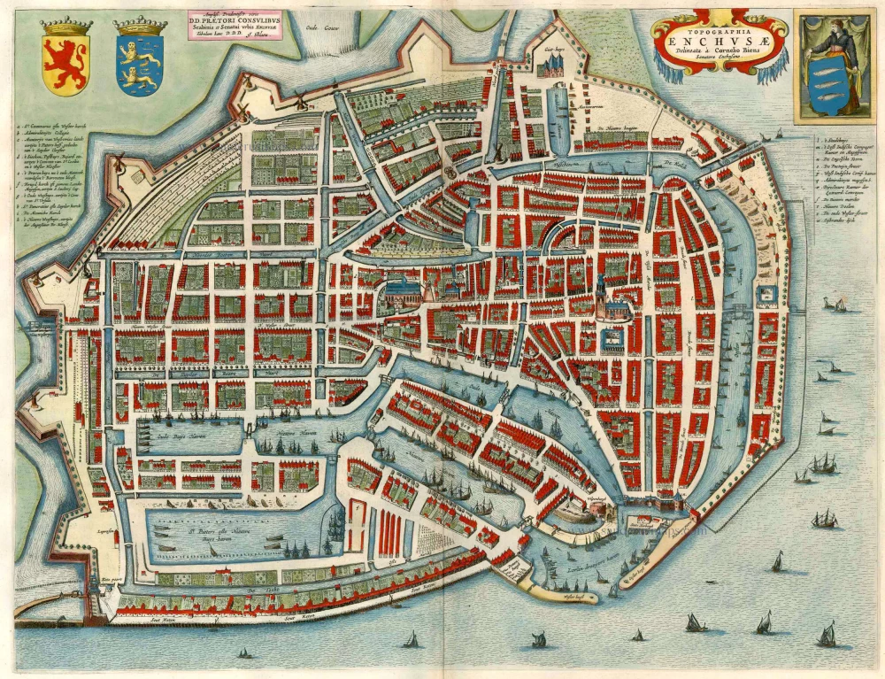Old, antique map - bird's-eye view plan of Enkhuizen by J. Blaeu ...