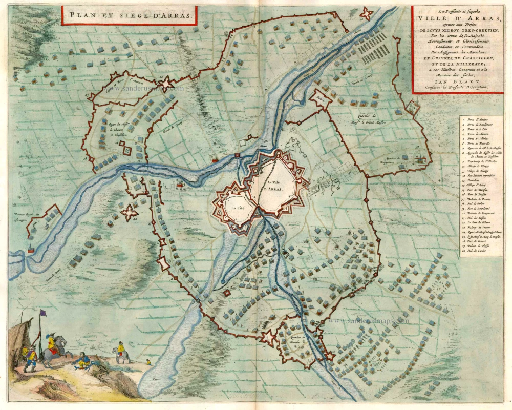 Antique map of Arras by Blaeu J. | Sanderus Antique Maps - Antique Map ...