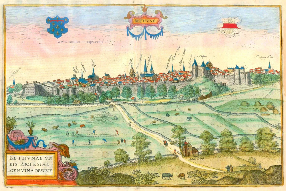Antique map of Bethune by Braun & Hogenberg | Sanderus Antique Maps ...