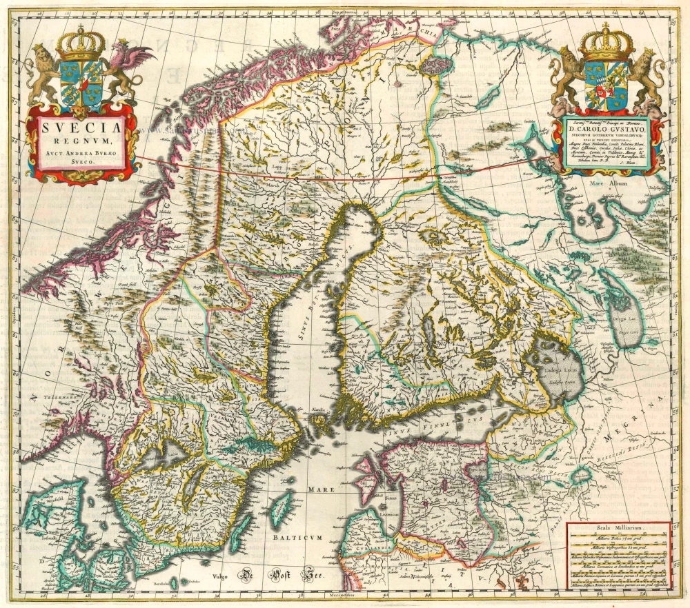 Antique map of Finland and Sweden by J. Blaeu | Sanderus Antique Maps ...