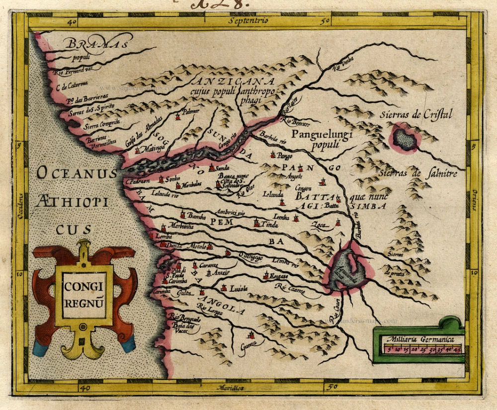 Antique map of Congo by Mercator - Hondius - Jans | Sanderus Antique ...