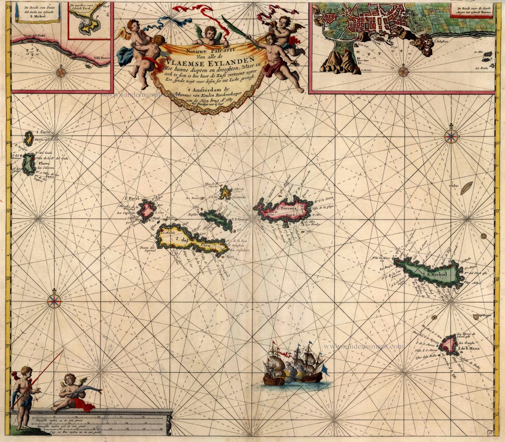 Antique map of Azores by Van Keulen Johannes | Sanderus Antique Maps ...