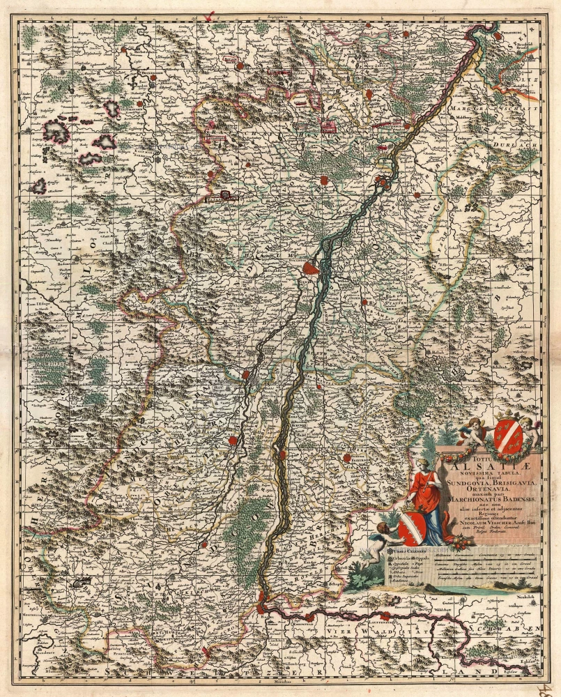 Antique map of the Alsace by N. Visscher | Sanderus Antique Maps ...
