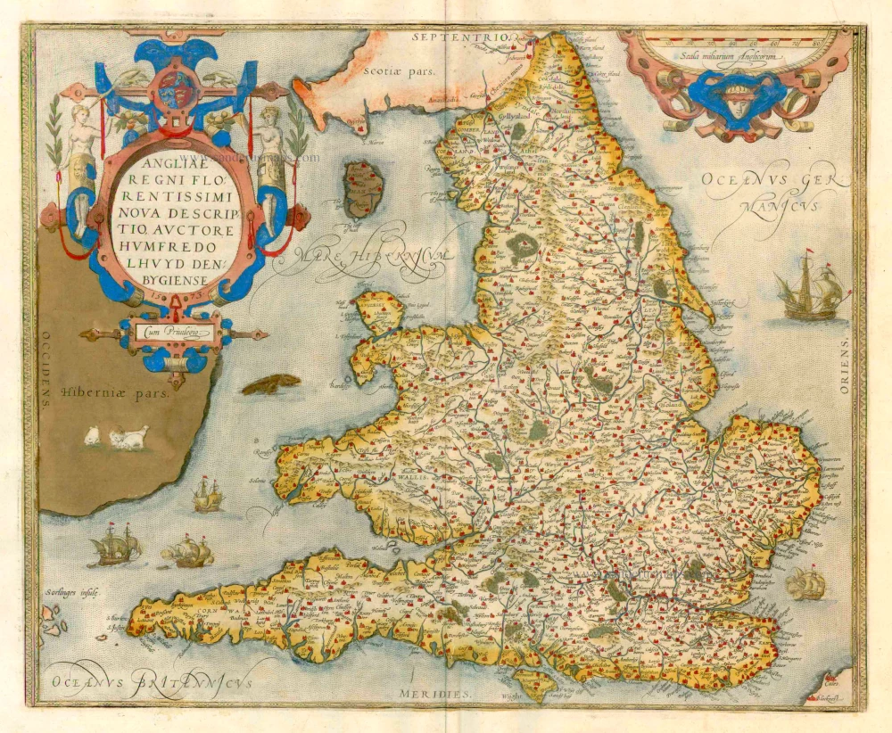 Antique map of England by A. Ortelius | Sanderus Antique Maps - Antique ...