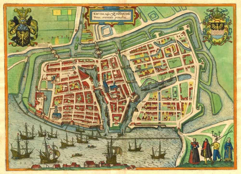 Emden by Georg Braun & Frans Hogenberg | Sanderus Antique Maps ...