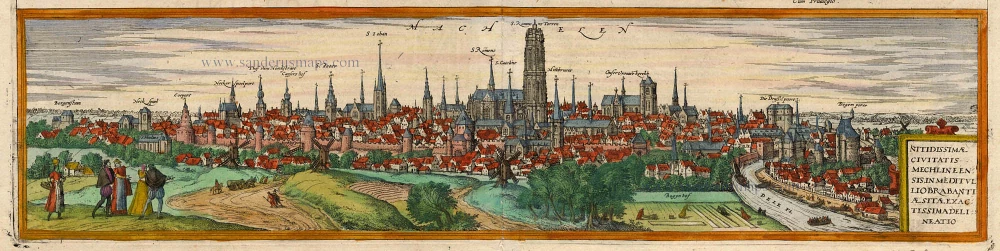 Antique map of Mechelen by Braun and Hogenberg | Sanderus Antique Maps ...