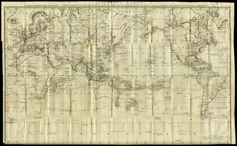 Antique map of World by Cook J. | Sanderus Antique Maps - Antique Map ...