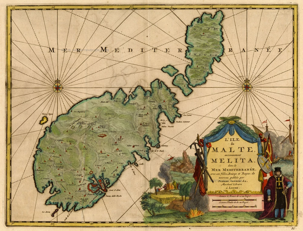 Antique map of Malta by Vander Aa P. | Sanderus Antique Maps - Antique ...