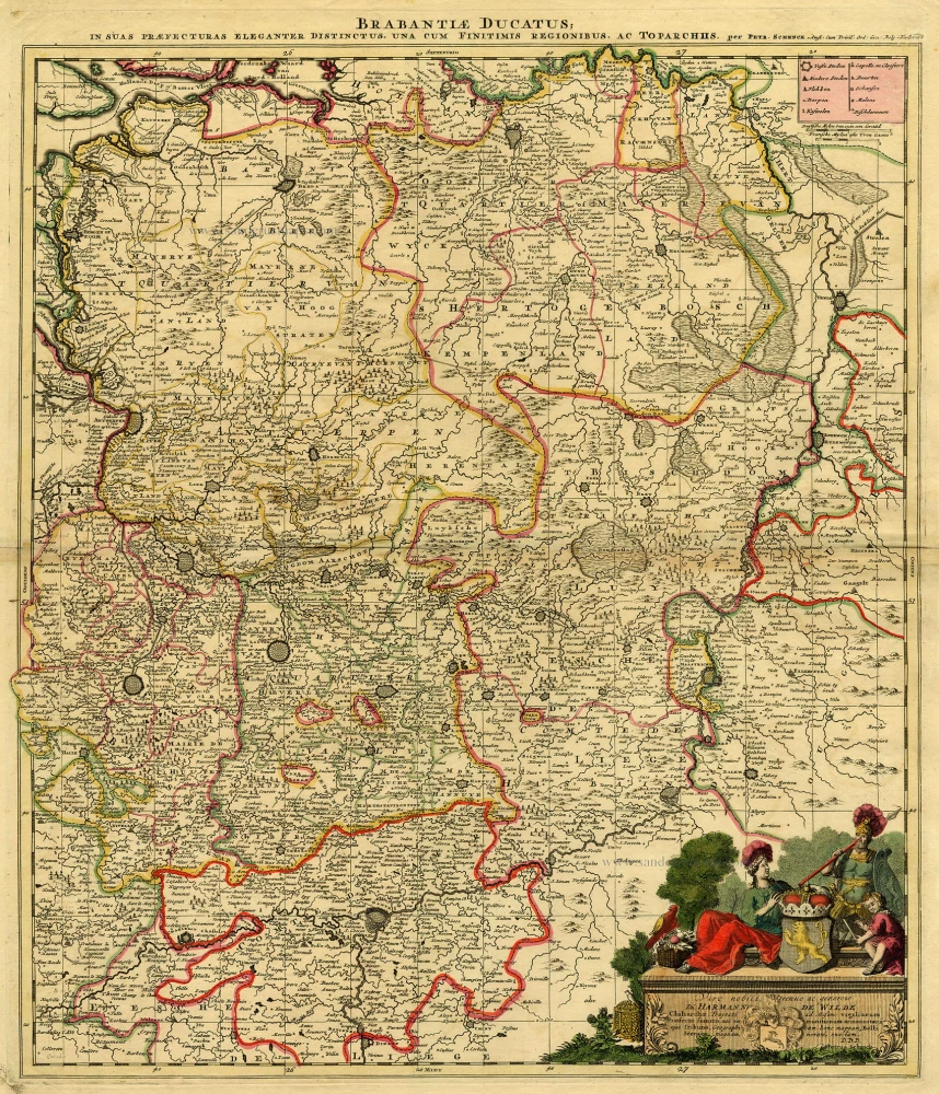 Antique map of Brabant by Schenk P. | Sanderus Antique Maps - Antique ...