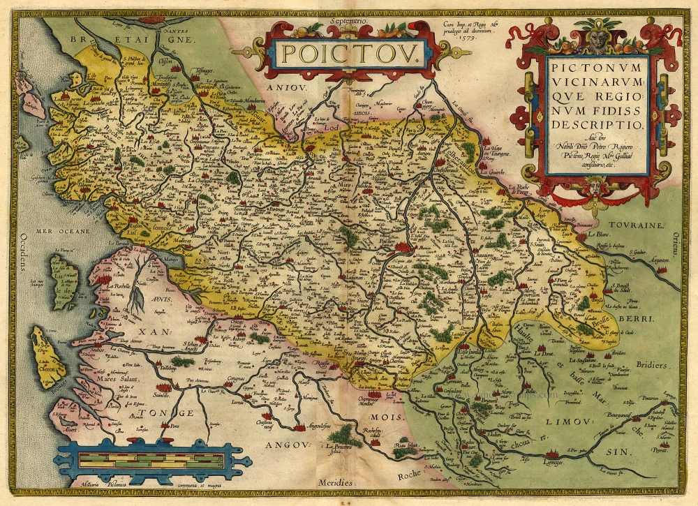 Antique map of Poitou by Ortelius A. | Sanderus Antique Maps - Antique ...