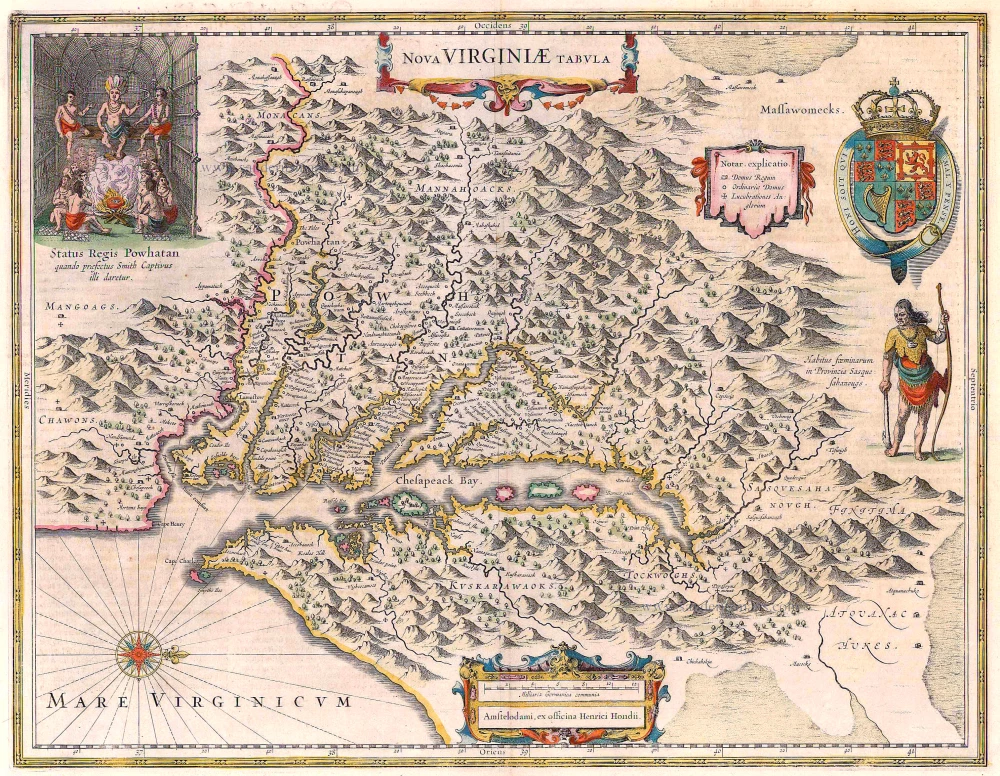 Antique map of Virginia by Janssonius - Hondius | Sanderus Antique Maps ...