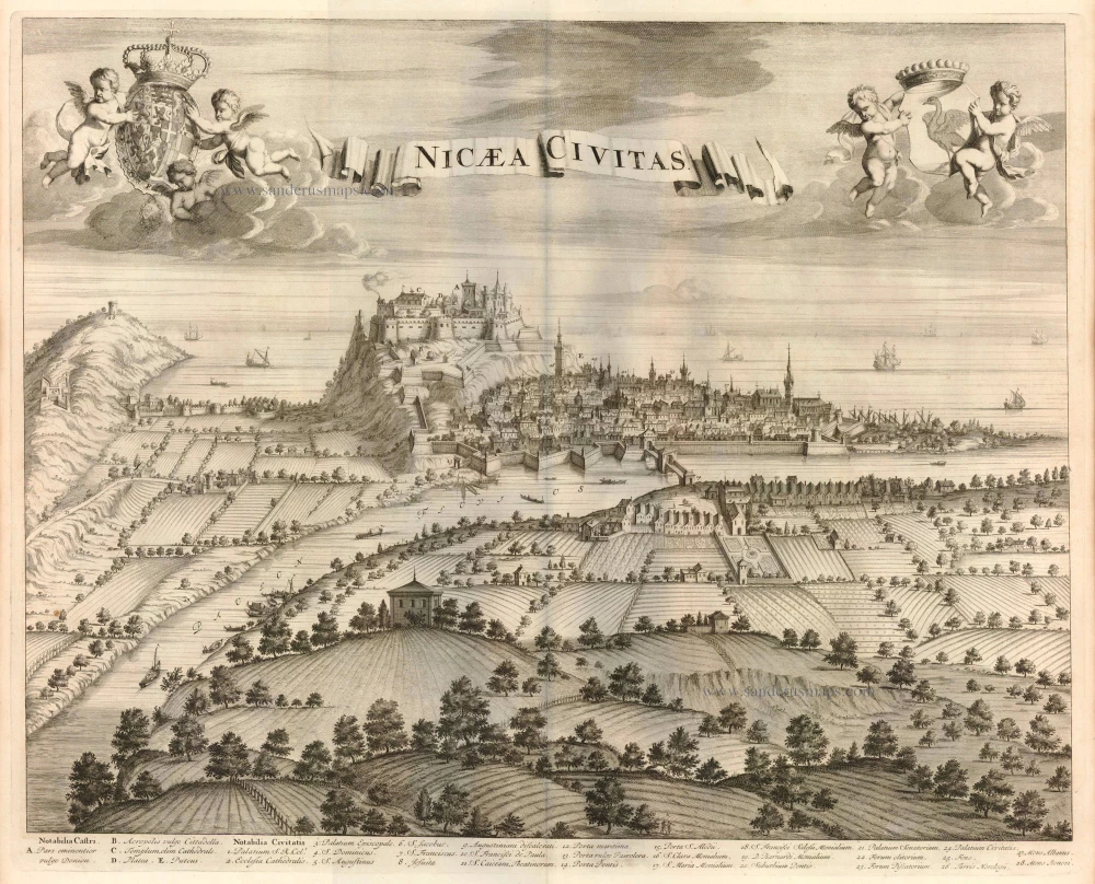 Antique map of Nice by Blaeu J. | Sanderus Antique Maps - Antique Map ...