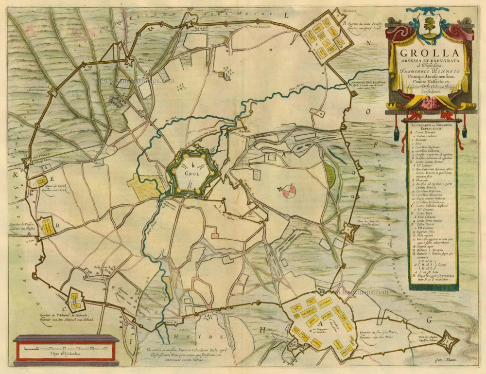 Antique map of Groenlo by Blaeu J. | Sanderus Antique Maps - Antique ...