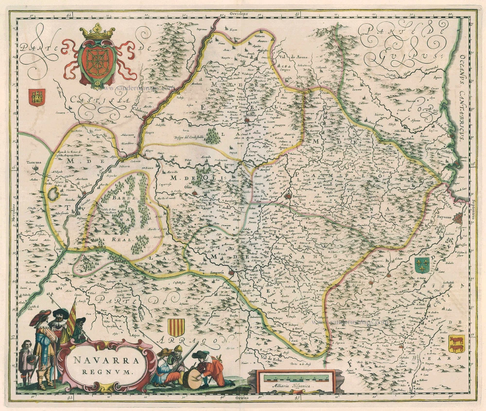 Antique map of Navarra by Janssonius J. | Sanderus Antique Maps ...