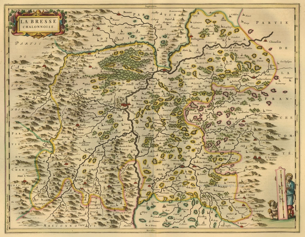 Antique map of Bresse by J. Blaeu | Sanderus Antique Maps - Antique Map ...