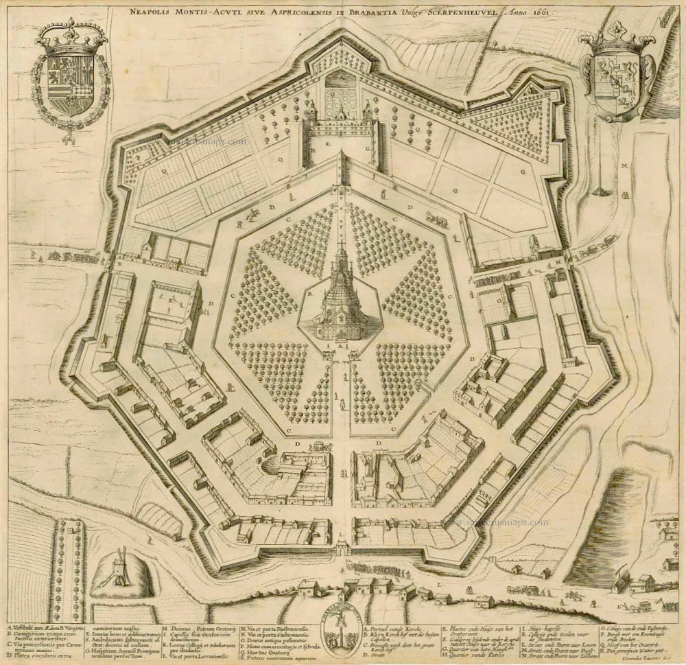 Scherpenheuvel by Antonius Sanderus. | Sanderus Antique Maps - Antique ...