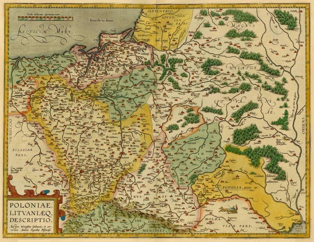 Antique map of Poland by Ortelius A. | Sanderus Antique Maps - Antique ...