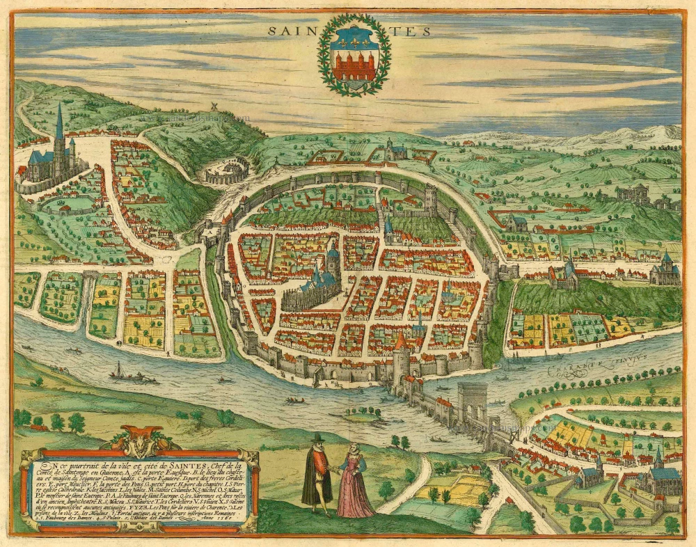 Antique map of Saintes by Braun & Hogenberg | Sanderus Antique Maps ...