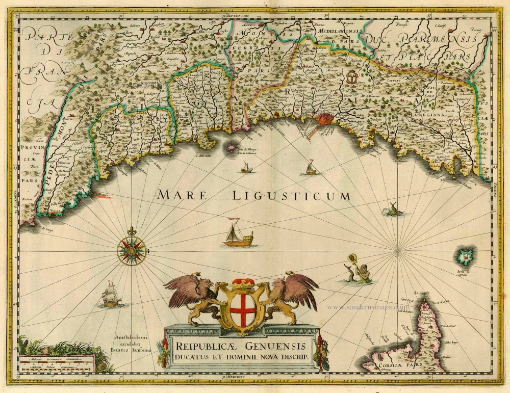 Antique map of Genua by Janssonius J. | Sanderus Antique Maps - Antique ...