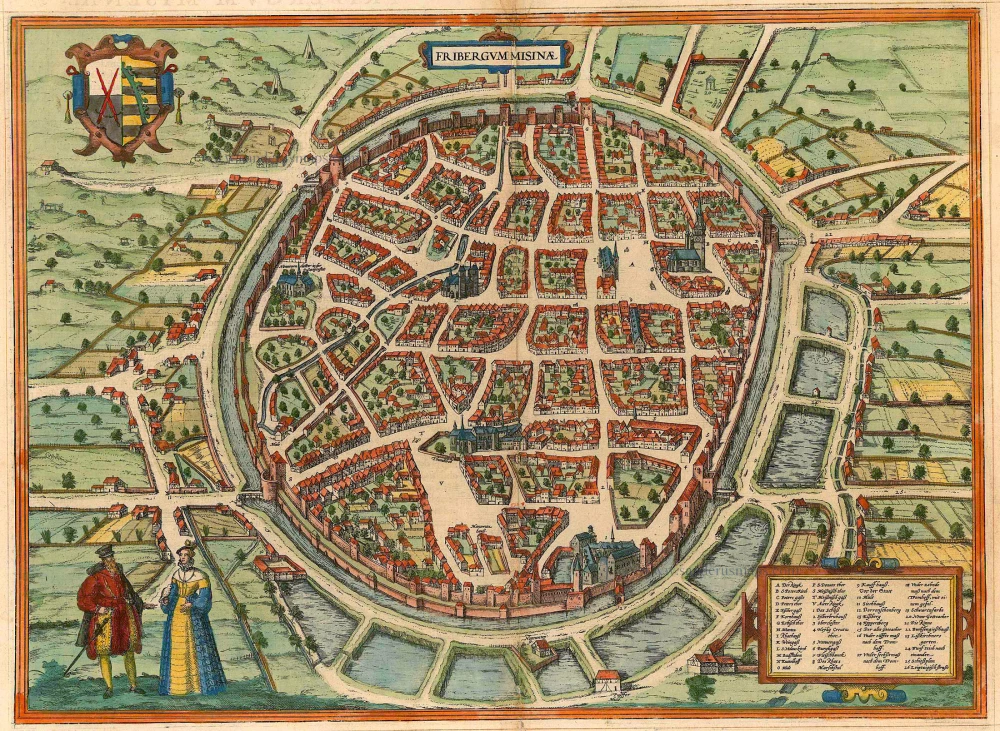 Antique map of Freiberg (Saxony) by Braun & Hogenberg | Sanderus ...