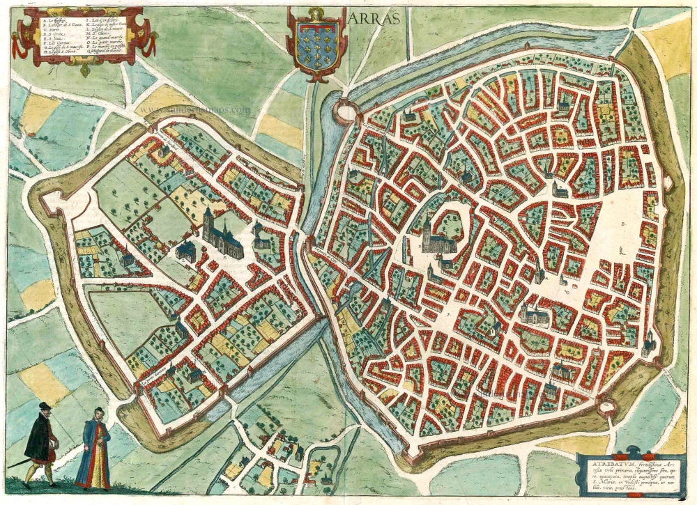 Antique map of Arras by Braun & Hogenberg | Sanderus Antique Maps ...