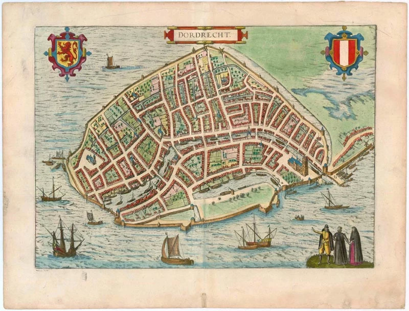Antique map of Dordrecht by Braun & Hogenberg | Sanderus Antique Maps ...