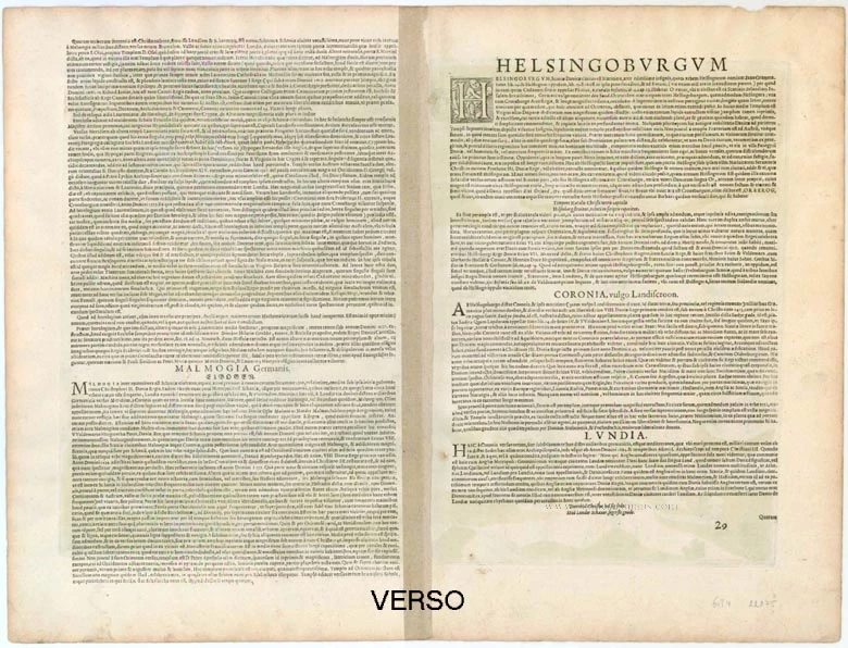 Antique map of Sweden - Helsingborg, Lund, Malmo, Landskrona by Braun ...