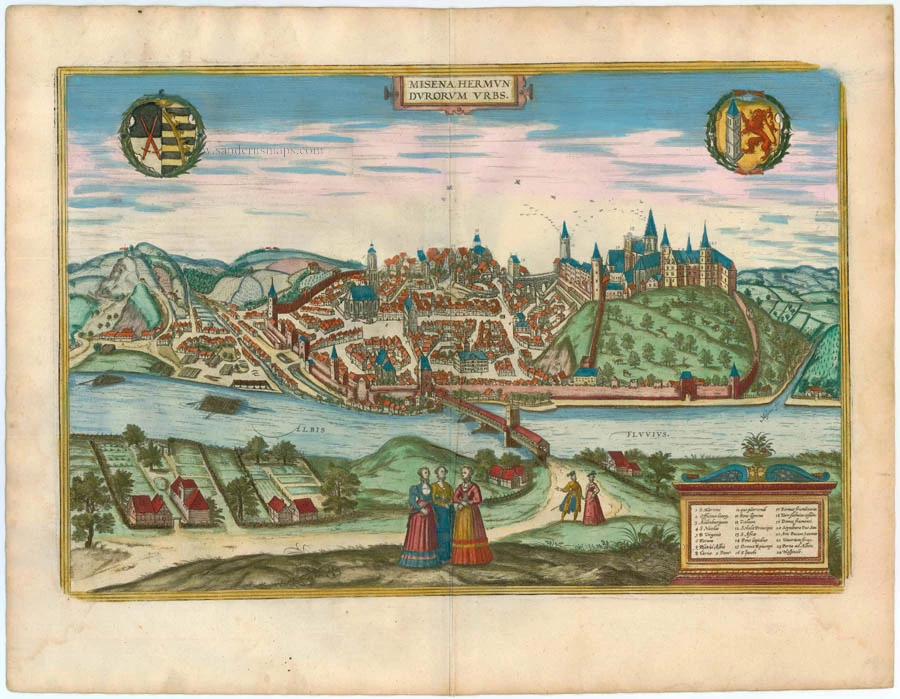 Antique map of Meissen by Braun and Hogenberg | Sanderus Antique Maps ...
