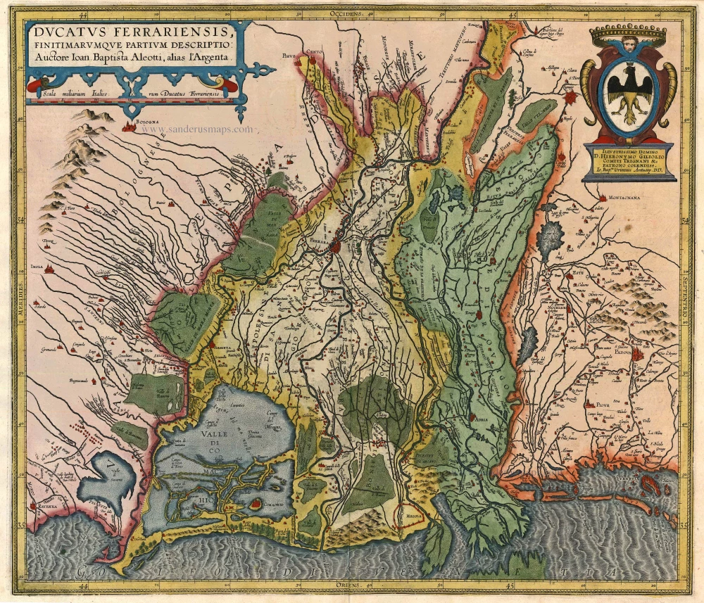 Old, antique map of Ferrara by A. Ortelius. | Sanderus Antique Maps ...