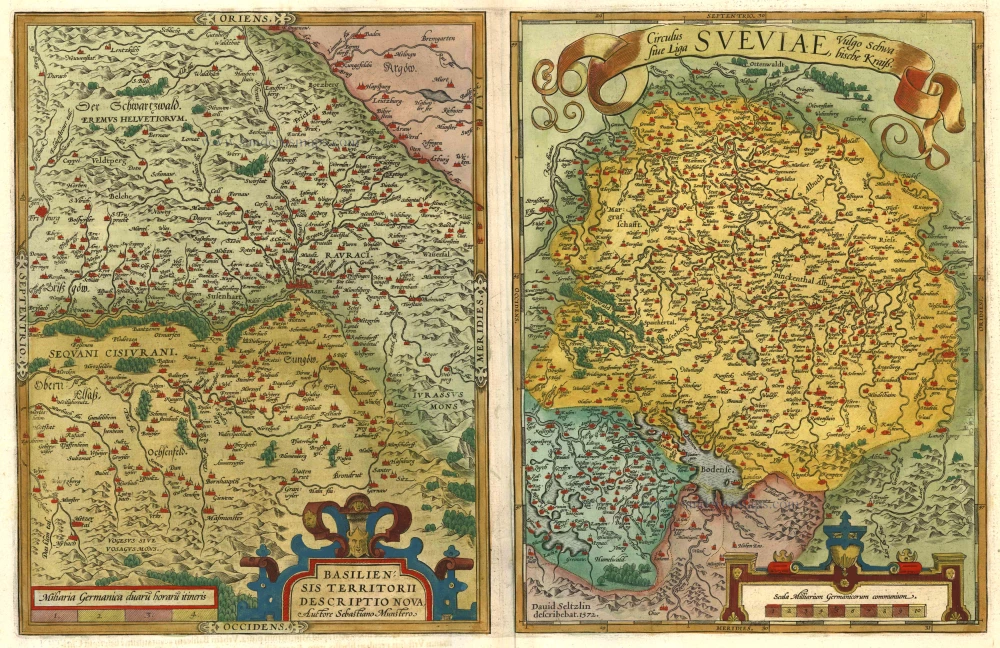 Antique map of Basel and Schwaben by Ortelius | Sanderus Antique Maps ...