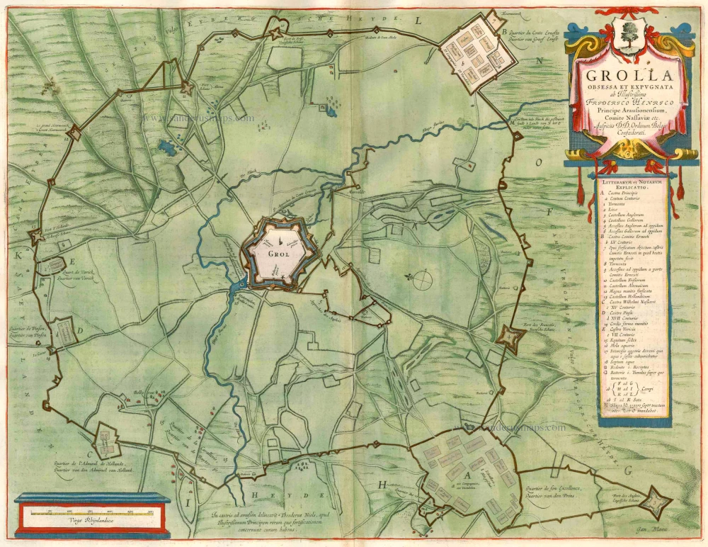 Antique map of Groenlo by Blaeu J. | Sanderus Antique Maps - Antique ...