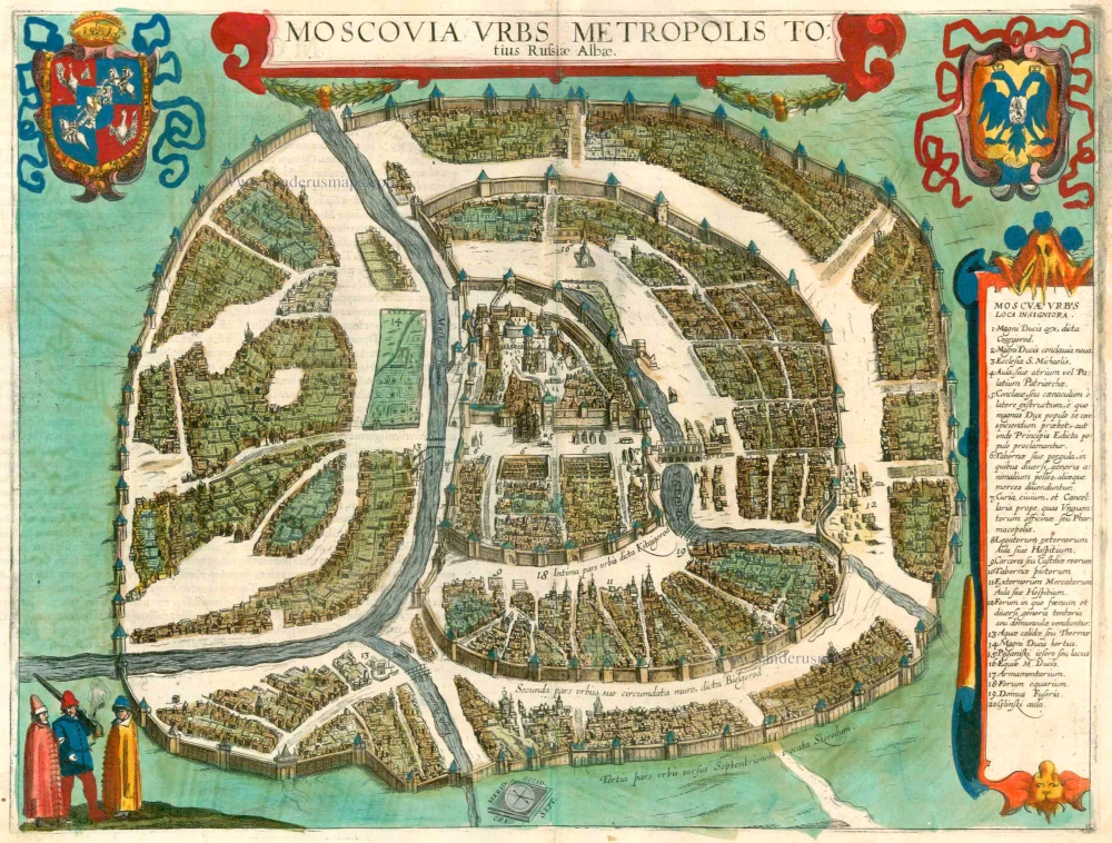 Antique map of Russia - Moscow by Braun & Hogenberg | Sanderus Antique ...