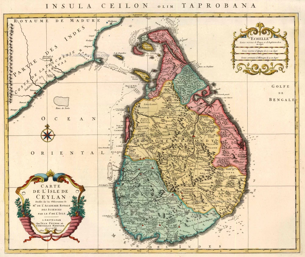 Antique map of Ceylon (Sri Lanka) by G. De L'Isle - Covens & Mortier ...