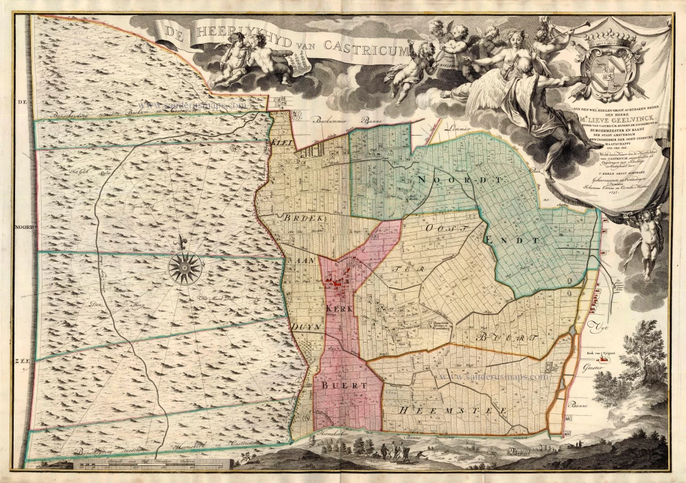 Antique map of Castricum by Covens & Mortier | Sanderus Antique Maps ...