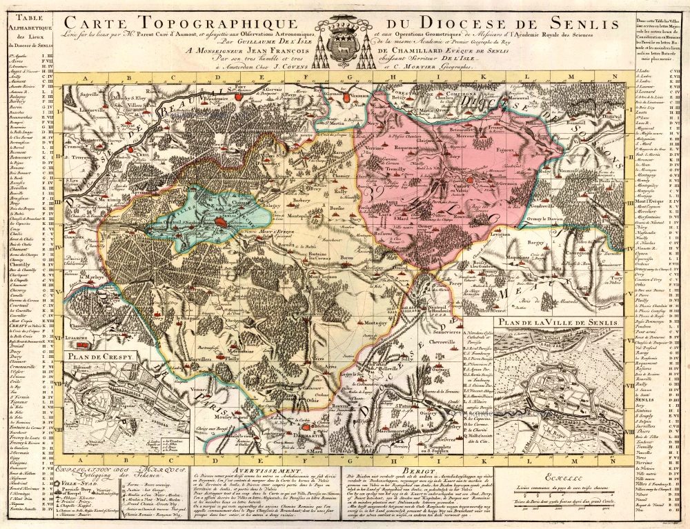 Antique map of Senlis by G. De L'Isle - Covens & Mortier. | Sanderus ...