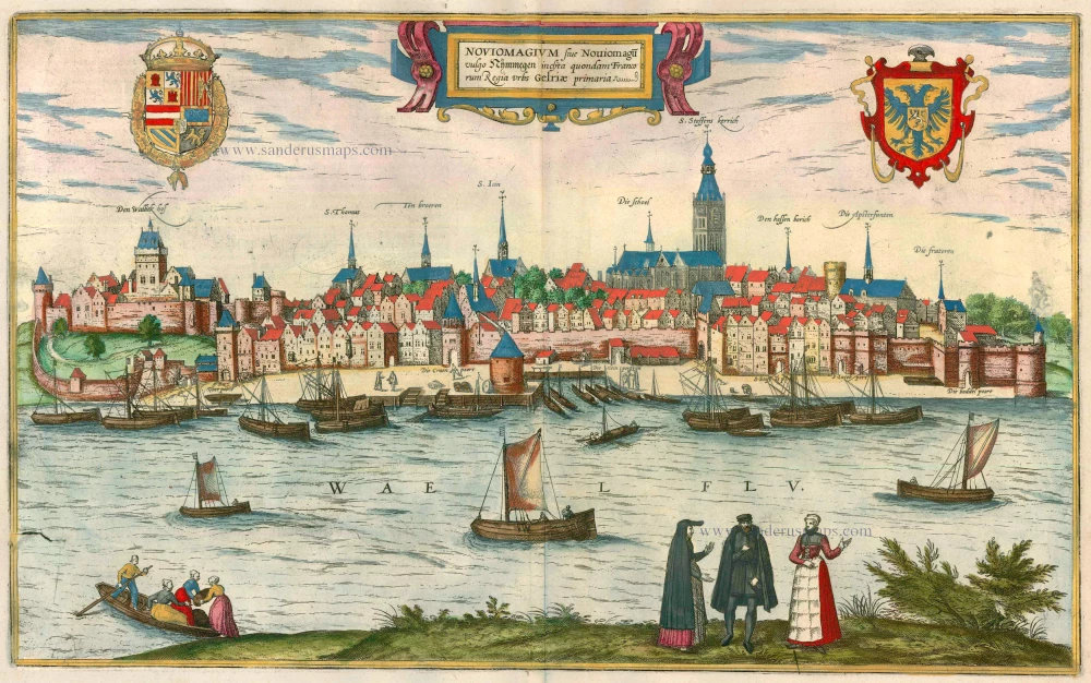 Antique view of Nijmegen by Braun and Hogenberg | Sanderus Antique Maps ...